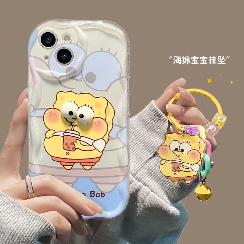 Spongebob 3D Eyes With Keychain Case - Hi Tech Mobile Accessories